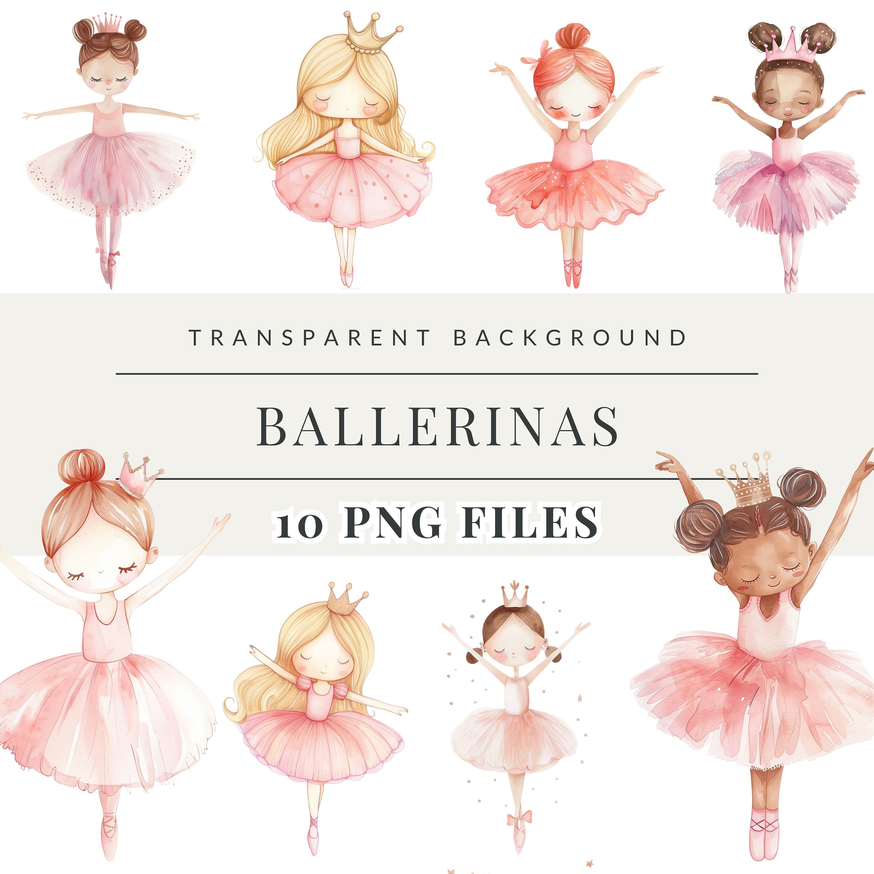 Ballerina Clipart Set Ballet Dance Clip Art for Nursery Wall Art, Kids ...