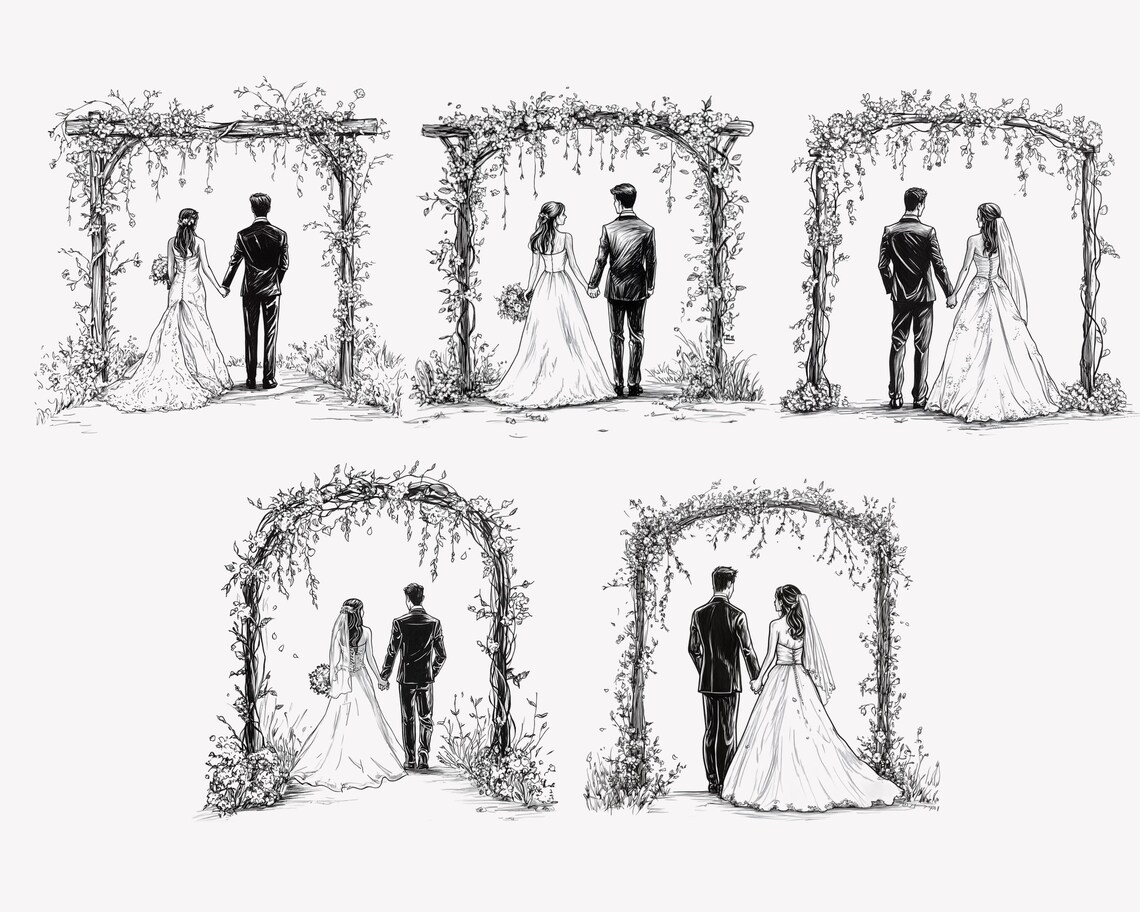 Bridal Clipart, Wedding Day SVG PNG, Wedding Arches, Chuppah Clipart ...