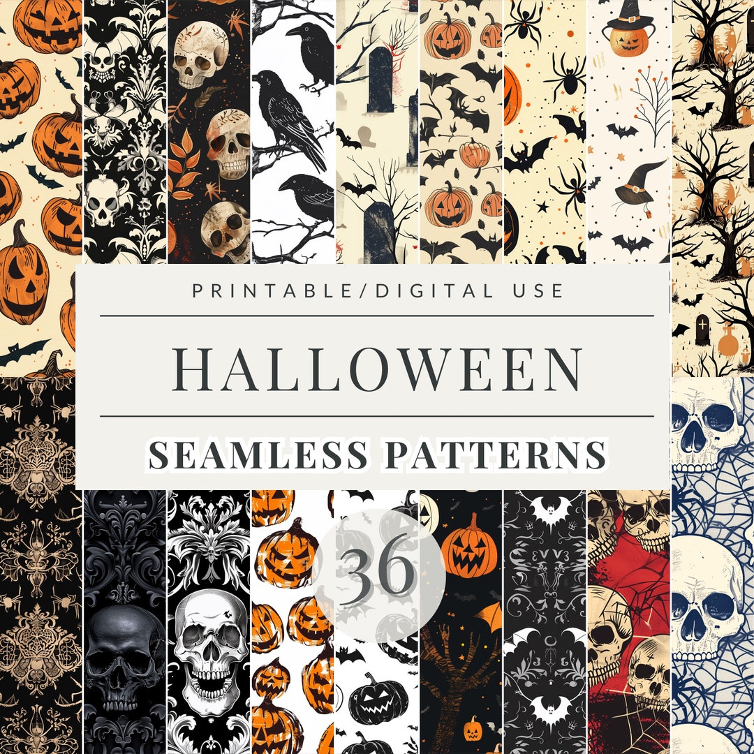 Halloween Seamless Pattern Digital Paper, Halloween Scrapbook Kit ...
