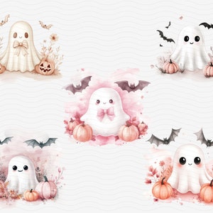 Coquette Ghosts Clipart ,cute Halloween Bundle, Floral Halloween Png ...