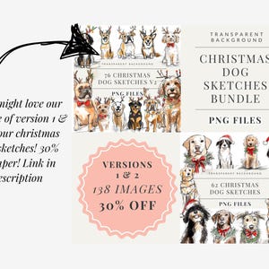 Dog Clipart Bundle, Christmas Dog Puppy Clipart, Watercolor Dogs, Cute ...