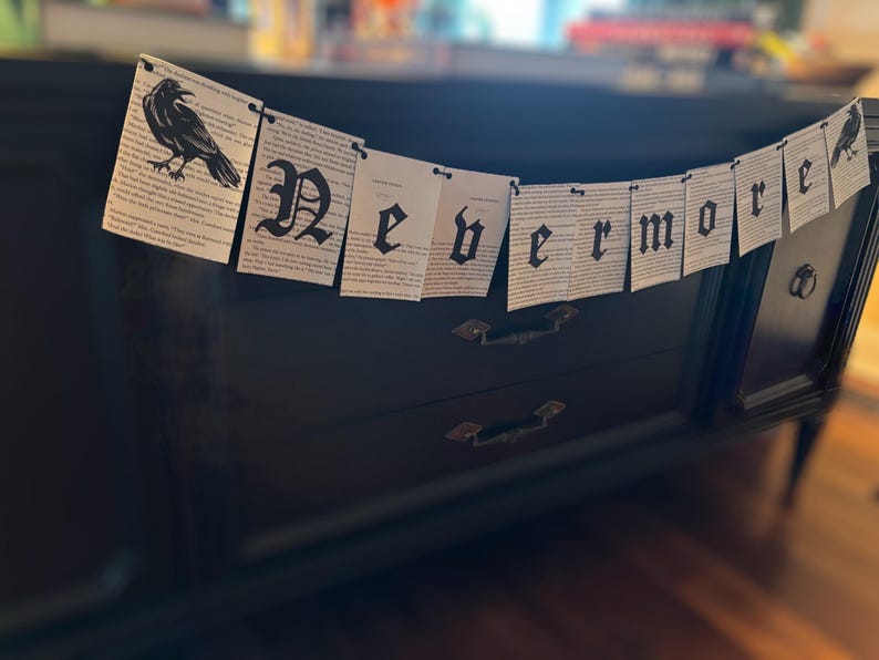 Edgar Allan Poe Inspired "nevermore" Raven Garland Halloween Decor - Etsy