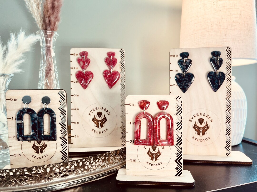 Wooden Earring Display With Measurements, Personalized Earring Display ...