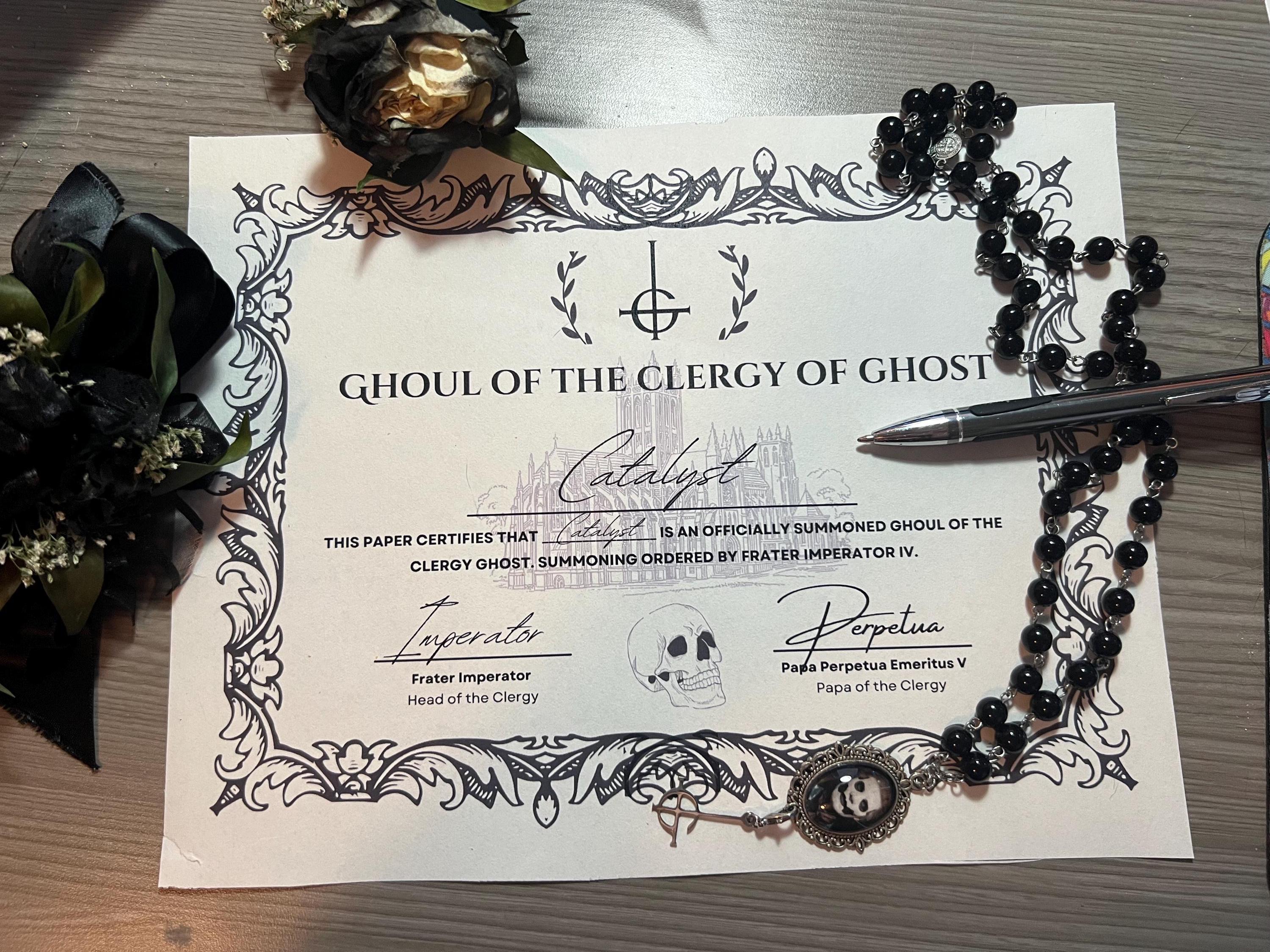CUSTOM Ghoul of the Clergy of Ghost Certificate -NEW OPTION- - Etsy