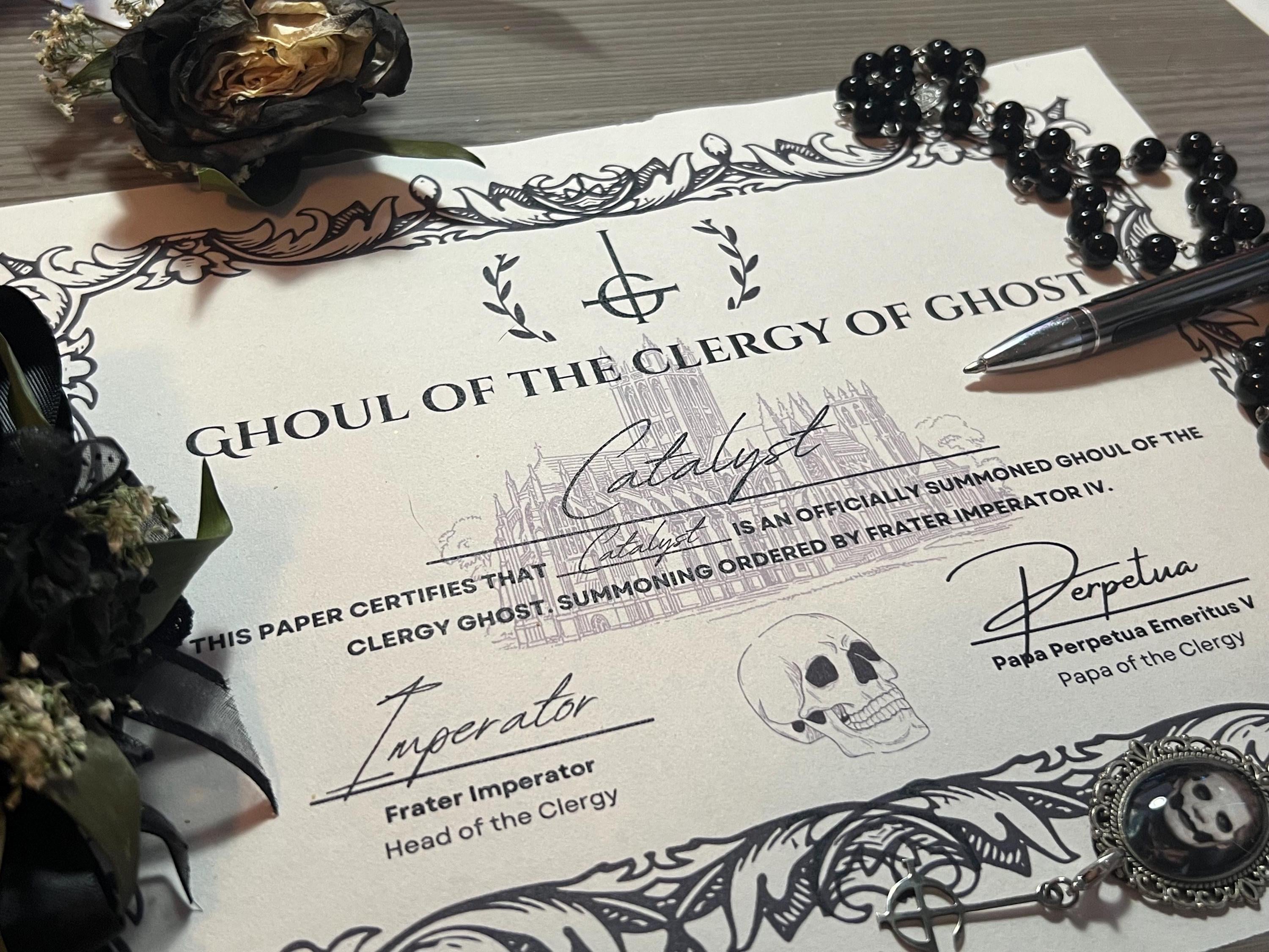 CUSTOM Ghoul of the Clergy of Ghost Certificate -NEW OPTION- - Etsy