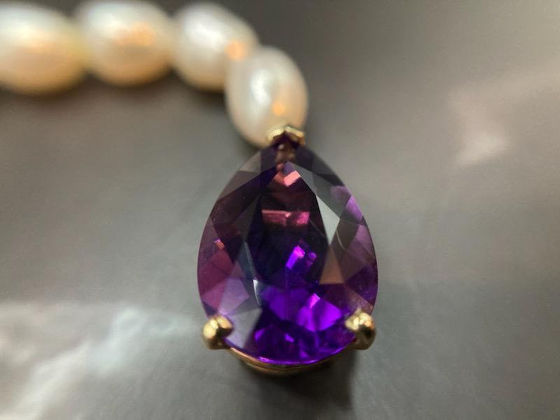 14K Pearl & Amethyst Necklace - Etsy