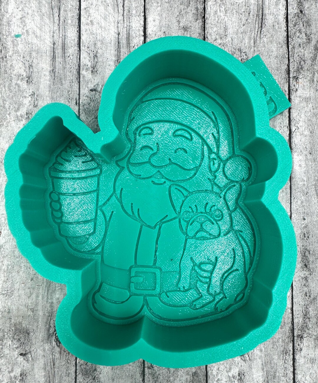 Santa With Frenchie Puppy Silicone Mold: Car Freshie, Resin, Wax, Soap ...