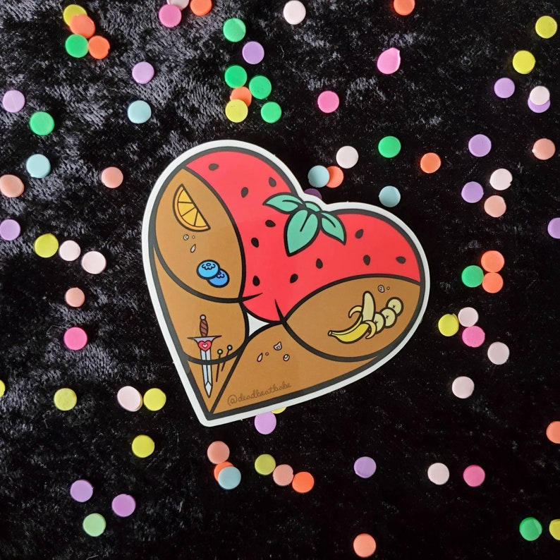Strawbooty Heart Shaped Vinyl Butt Sticker | Etsy