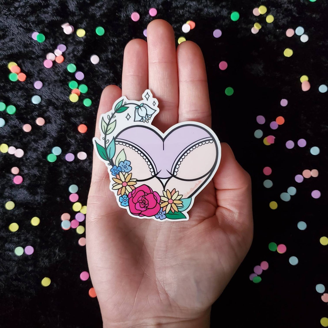Bootybouquet Heart Shaped Vinyl Butt Sticker Cute - Etsy UK