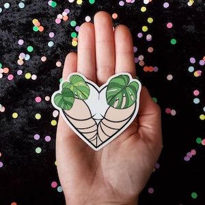 Botanicalbooty Heart Shaped Vinyl Butt Sticker || Monstera Leaf Sticker ...