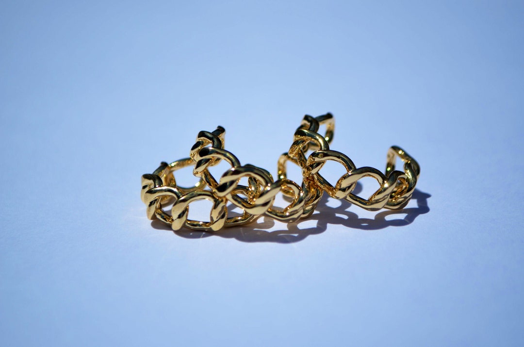 Adjustable Goldsilver Chain Ring, Gold Stacking Ring, Thick Chain Ring ...