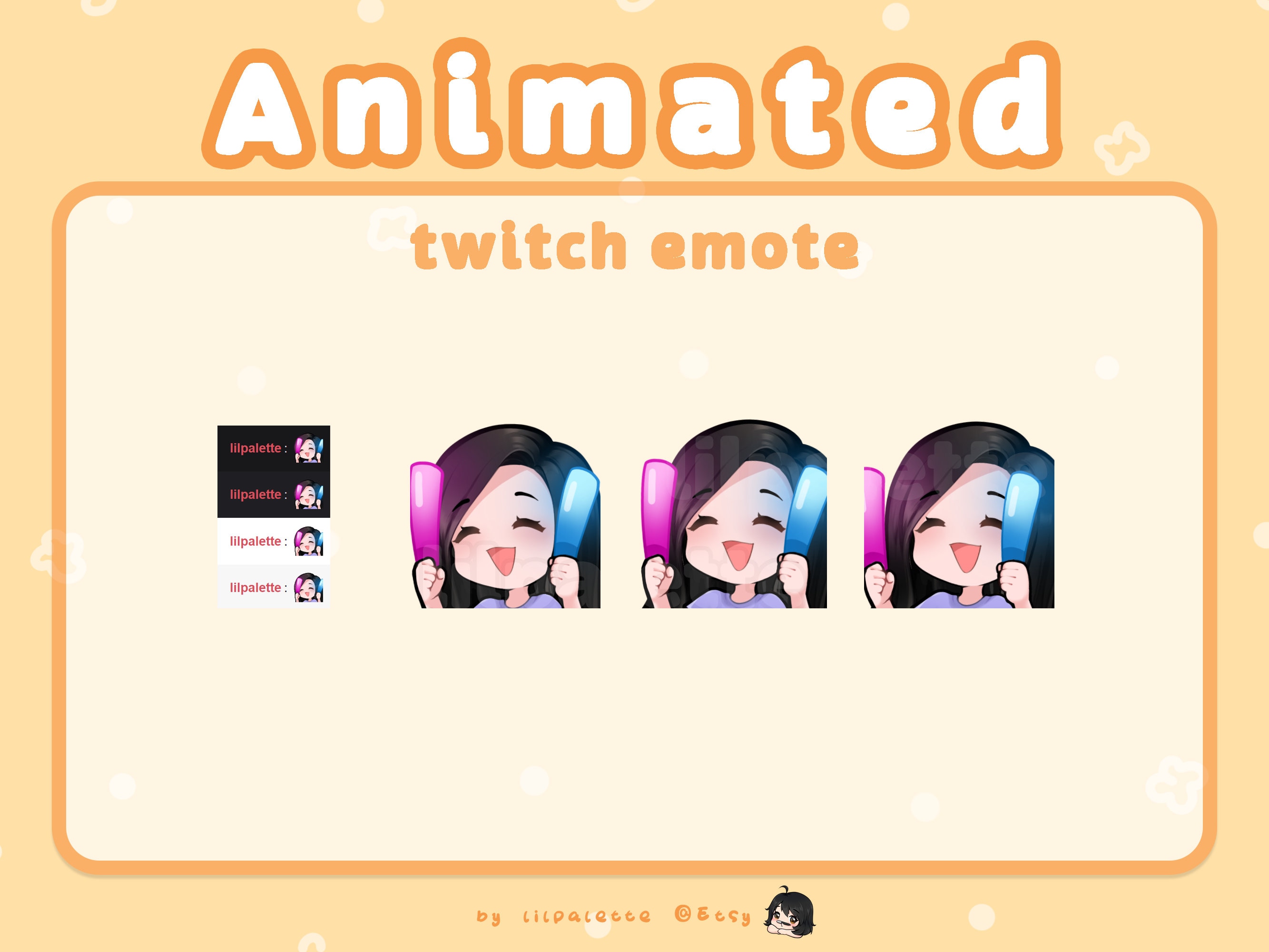 Black Hair Animated Cheer Light Sticks Emote - Etsy Canada