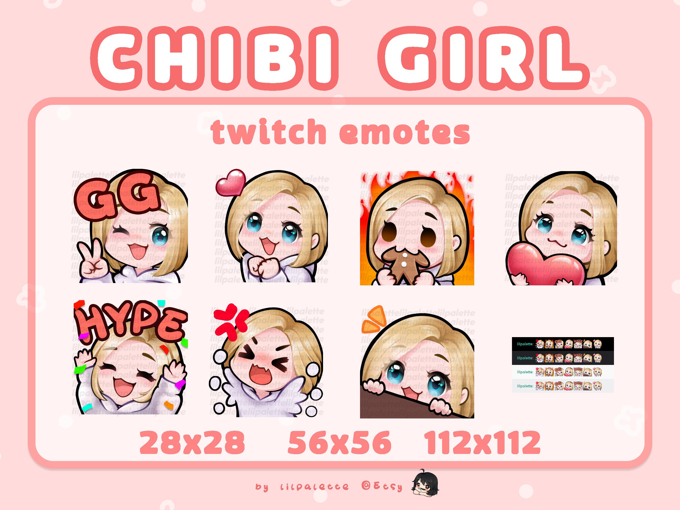 Yeux bleus blonds de cheveux de bob chibi fille twitch | Etsy