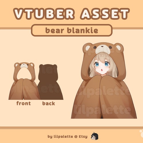 Cute Blue Bunny Blanket VTUBER ASSET Live 2D Vroid 3D Models - Etsy