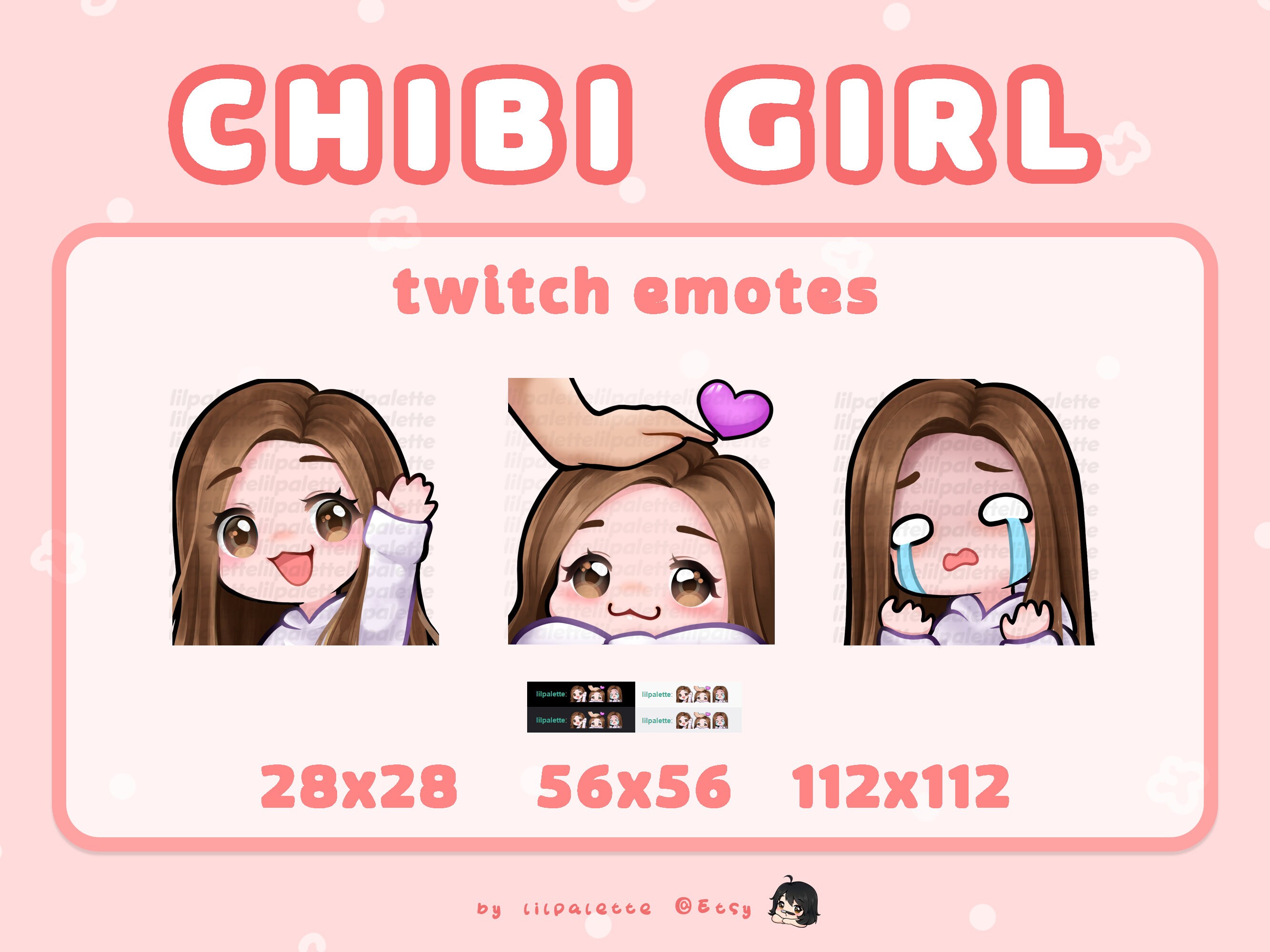 Cheveux Bruns Yeux Bruns Chibi Girl Twitch Emotes Etsy France