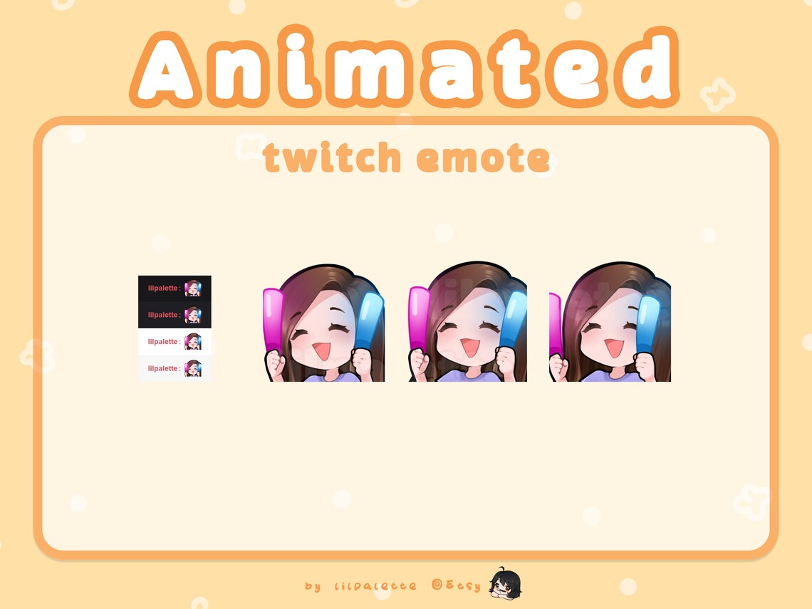 Brown Hair Animated Cheer Light Sticks Emote - Etsy