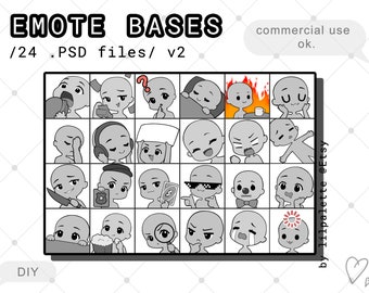 20 Emote Bases DIY, Emote Base Pack, Custom Chibi Anime Emote Template ...