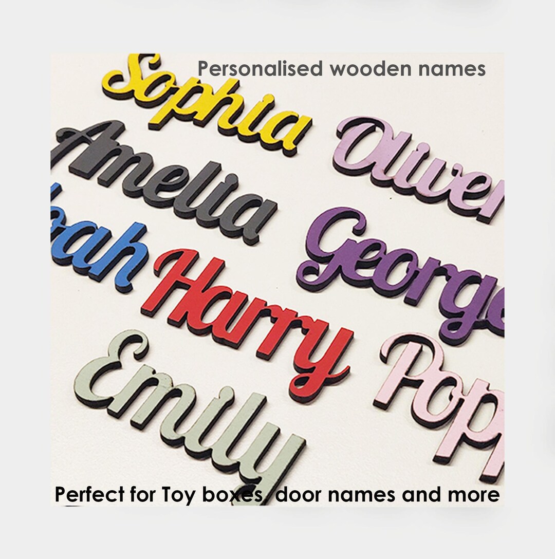 Personalised Wooden Name Sign for Toy Box, Door Name, Craft Words ...