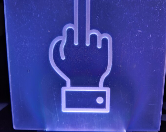 Middle Finger LED Acrylic Sign, Color Changing Night Light Sign, Laser ...