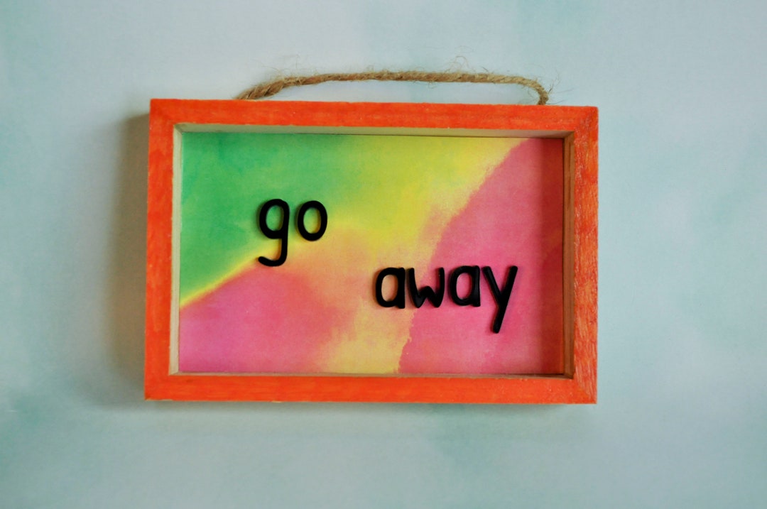 Snarky Sign, Go Away Sign, Shadowbox Sign, Small Wall Hanging Sign ...