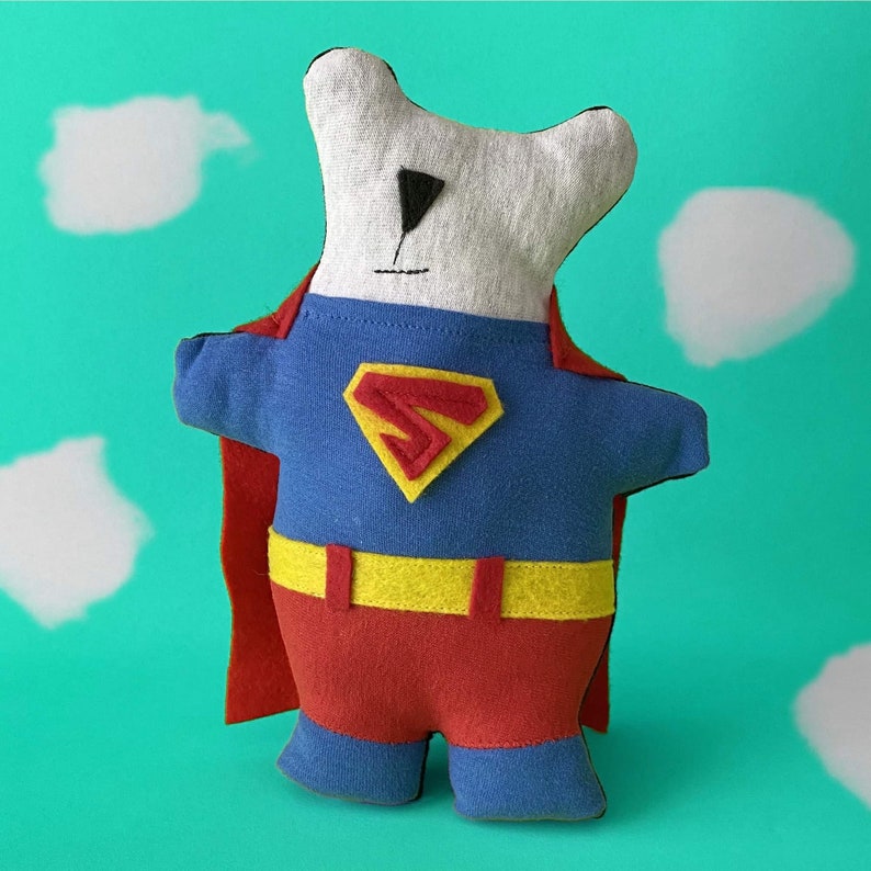Superman Stuffin' Teddy Bear, Made by Hand From Recycled Materials - Etsy