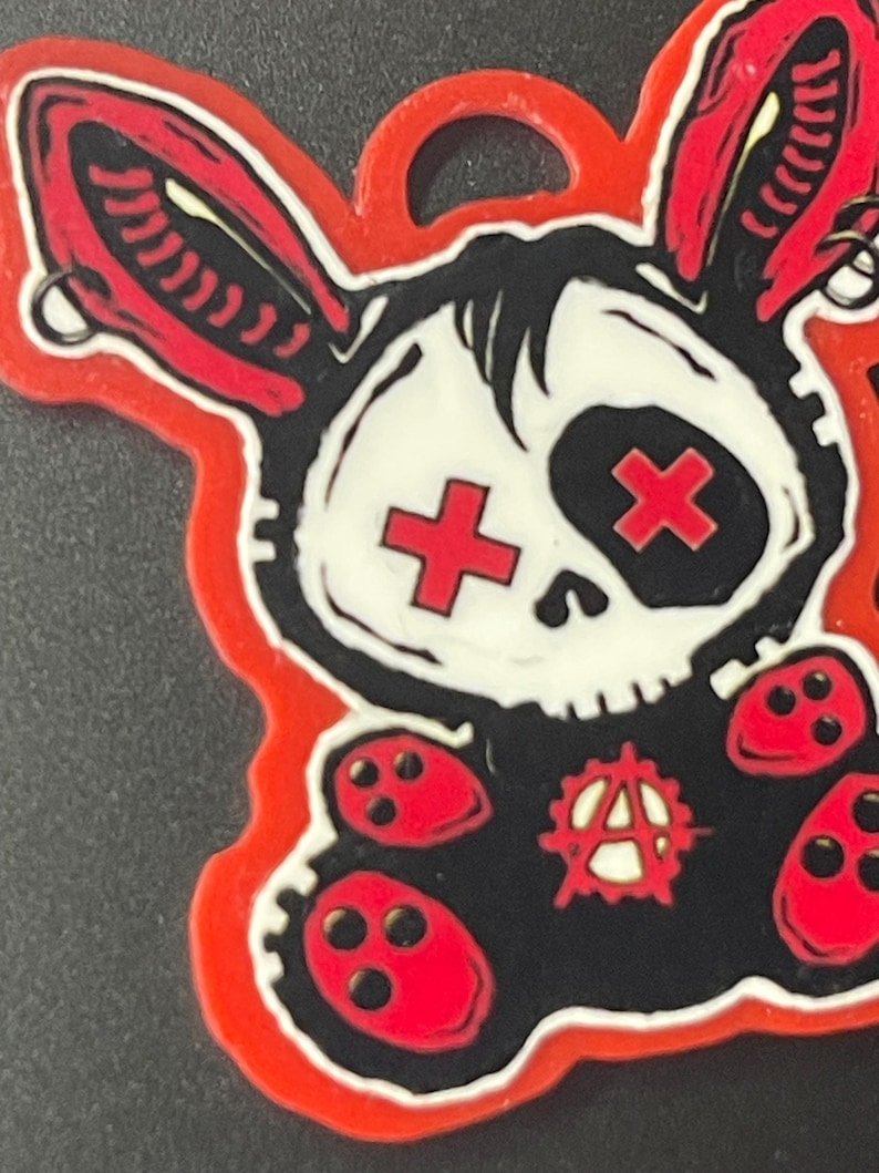 Goth Bunny Skull Charm | Kawaii Punk Bag Pendant | Rabbit Zipper Pull ...