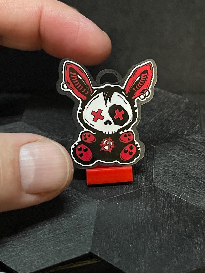Goth Bunny Skull Charm | Kawaii Punk Bag Pendant | Rabbit Zipper Pull ...