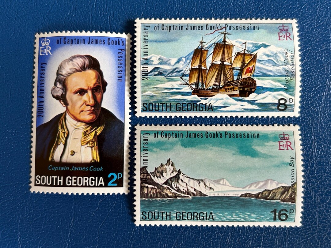 South Georgia - Original Vintage Postage Stamps - 1975 - Capt Cook ...