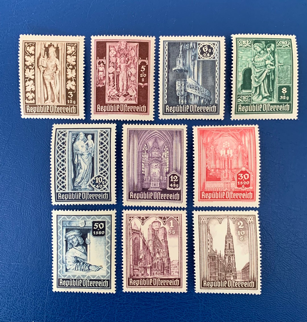 Austria Original Vintage Postage Stamps 1946 Rebuilding St. Stephans ...