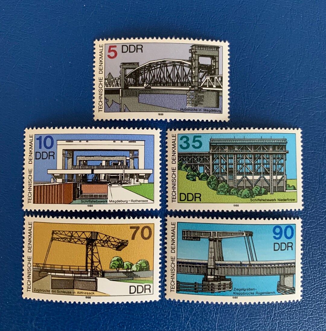 Germany DDR Original Vintage Postage Stamps 1988 Boat Lifts, Cranes ...