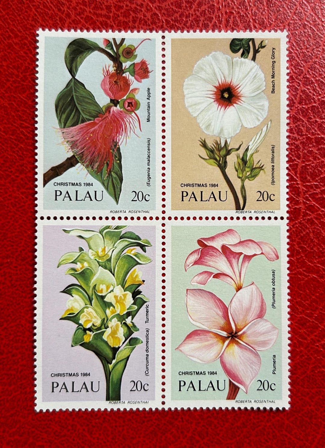 Palau Original Vintage Postage Stamps 1984 Christmas: Flowers for the ...