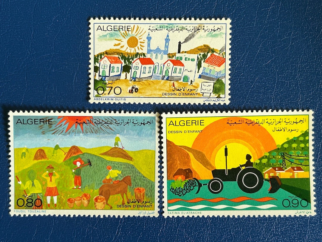 Algeria Original Vintage Postage Stamps 1974 Childrens Drawings for the ...