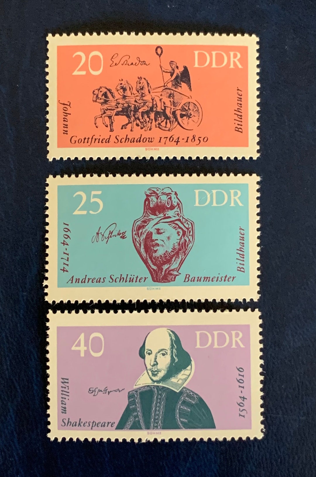 Germany DDR Original Vintage Postage Stamps 1964 Famous Artists for the ...