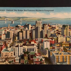 Postcard Vintage San Francisco Skyline & Oakland Bay Bridge Postcard ...