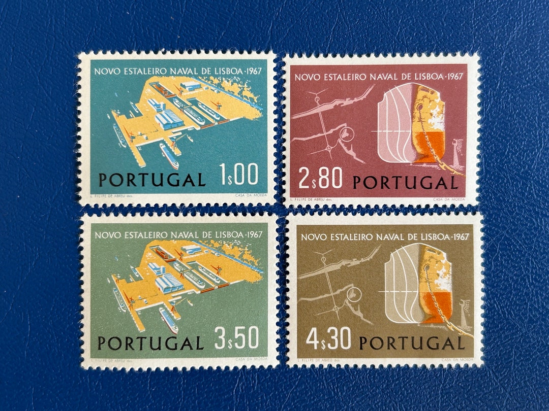 Portugal Original Vintage Postage Stamps 1967 Lisnave Shipyard Lisbon ...