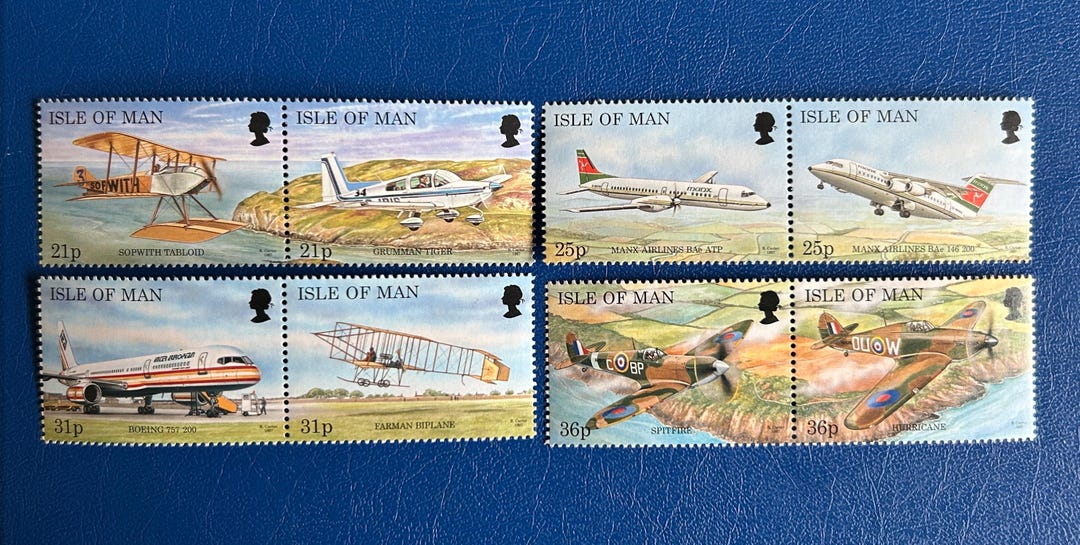 Isle of Man - Original Vintage Postage Stamps - 1997 - Manx Airplanes ...