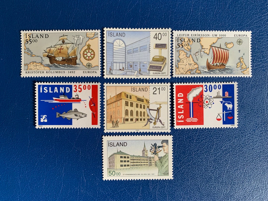 Iceland original Vintage Postage Stamps 1991-92 Leif - Etsy