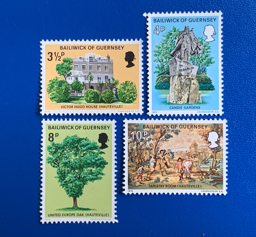 Guernsey Original Vintage Postage Stamps 1977 Victor Hugo Exile in ...