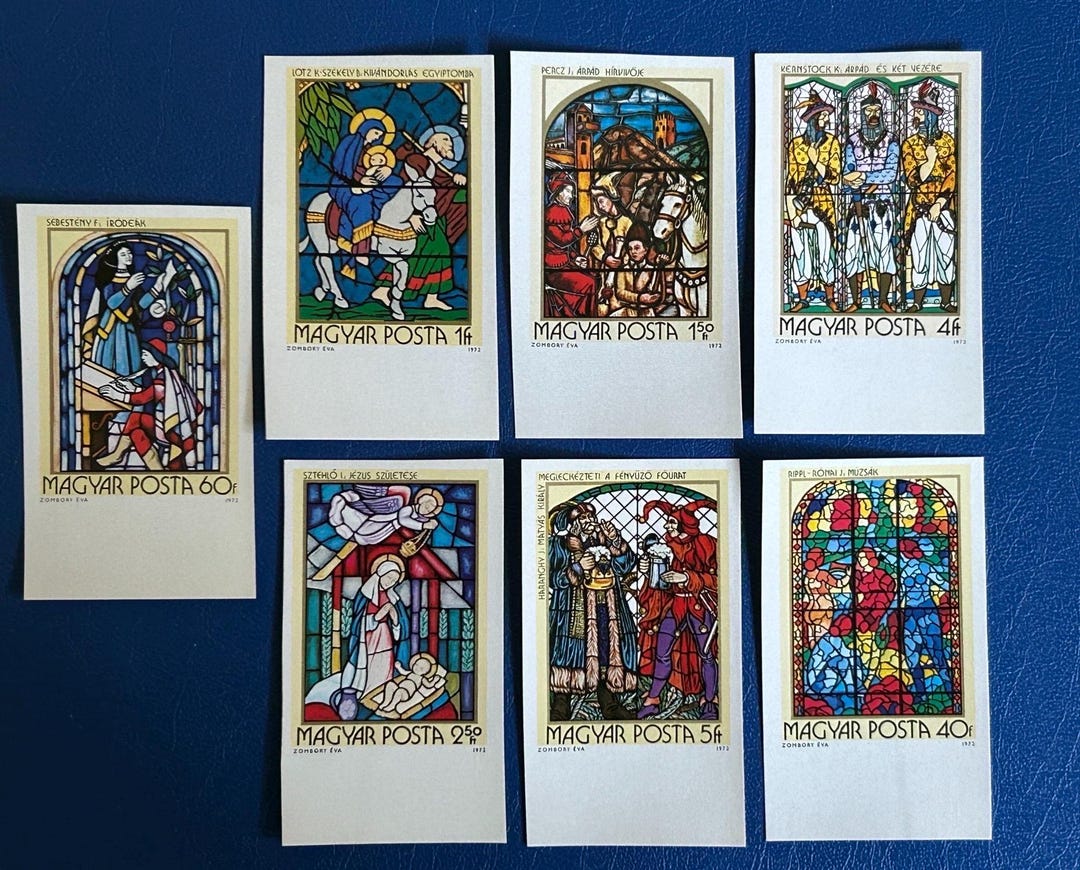 Hungary - Original Vintage Postage Stamps - Stained Glass Imperforates ...
