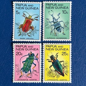 Papua New Guinea Original Vintage Postage Stamps 1967 Beetles for the ...