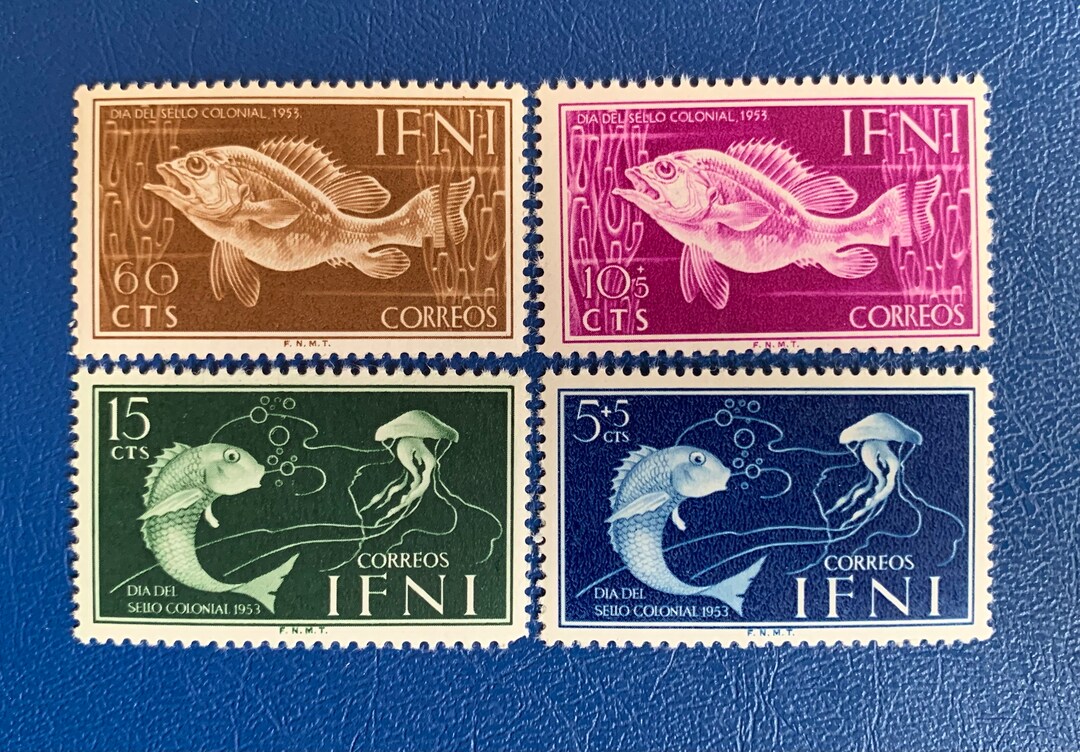 Sp. Ifni Original Vintage Postage Stamps 1954 Lobster & - Etsy