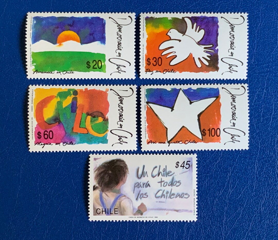 Chile Original Vintage Postage Stamps 1990 Democracy & Chile for All ...