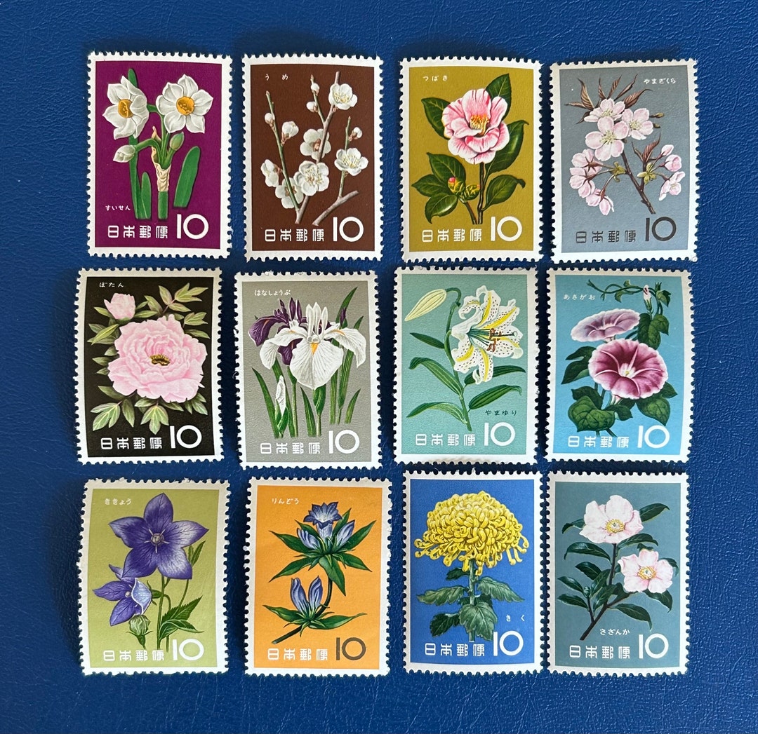Japan- Original Vintage Postage Stamps- Flowers 1961- for the Collector ...