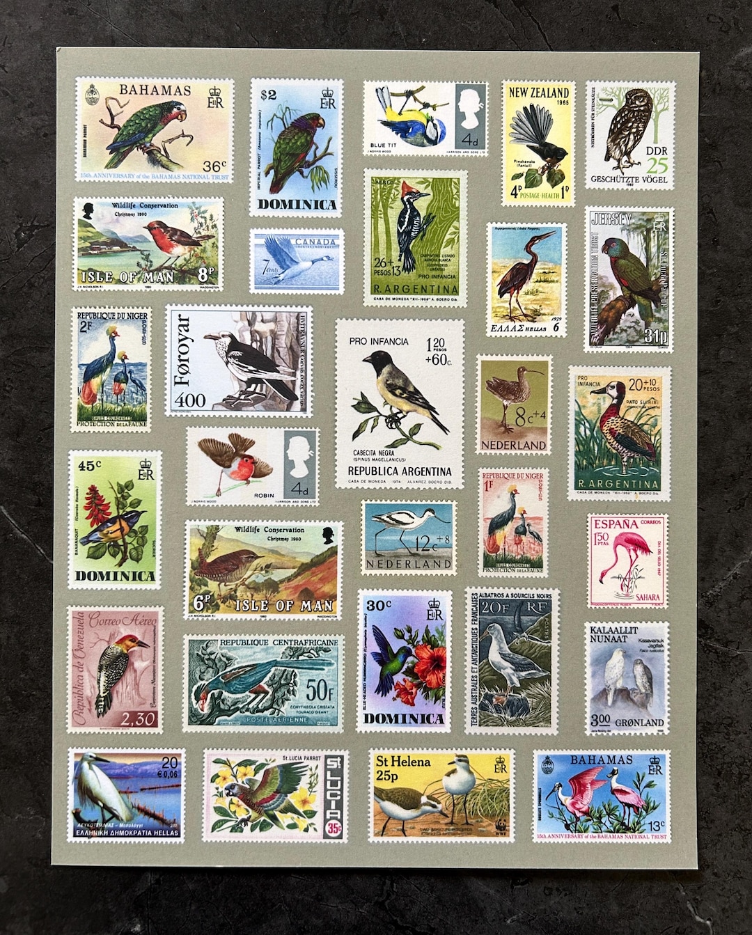 Birds Postage Stamp Print - Vintage Birds From Around the World ...