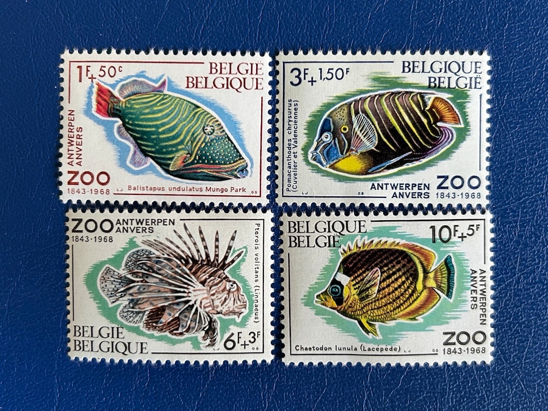 Belgium Original Vintage Postage Stamps 1968 Antwerp Zoo: Fish for the ...