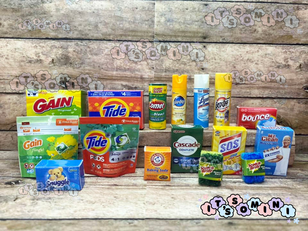 Miniature 1:6 Cleaning Supplies, Miniature Laundry Detergent, Playscale ...