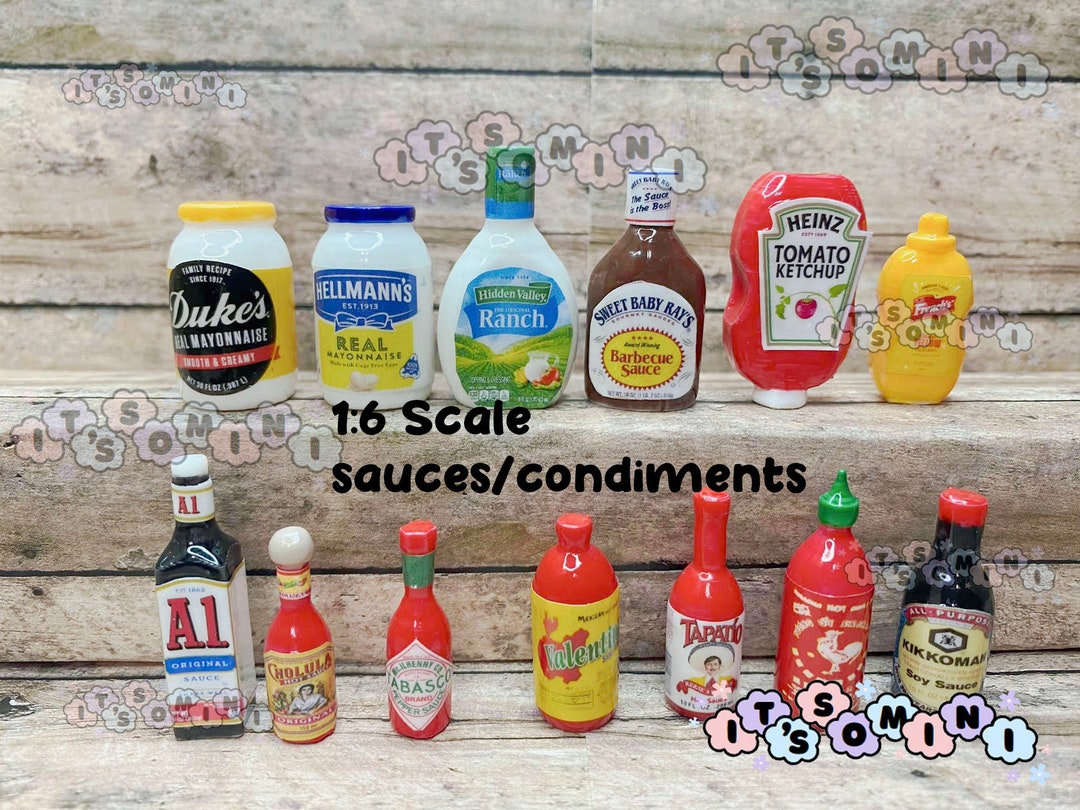 Miniature 1:6 Playscale Sauce, Condiments, Hot Sauce, Mini Mayonnaise ...