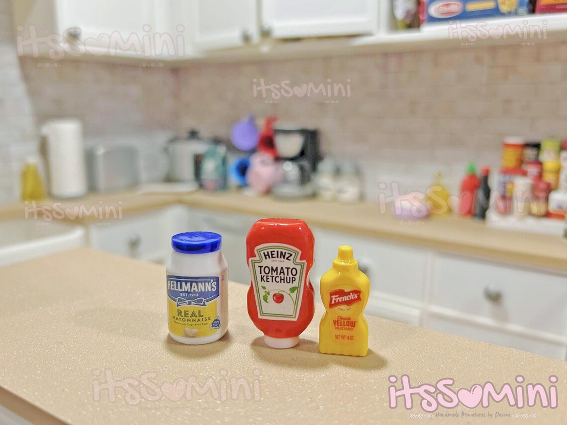 Miniature 1:6 Playscale Sauce, Condiments, Hot Sauce, Mini Mayonnaise ...