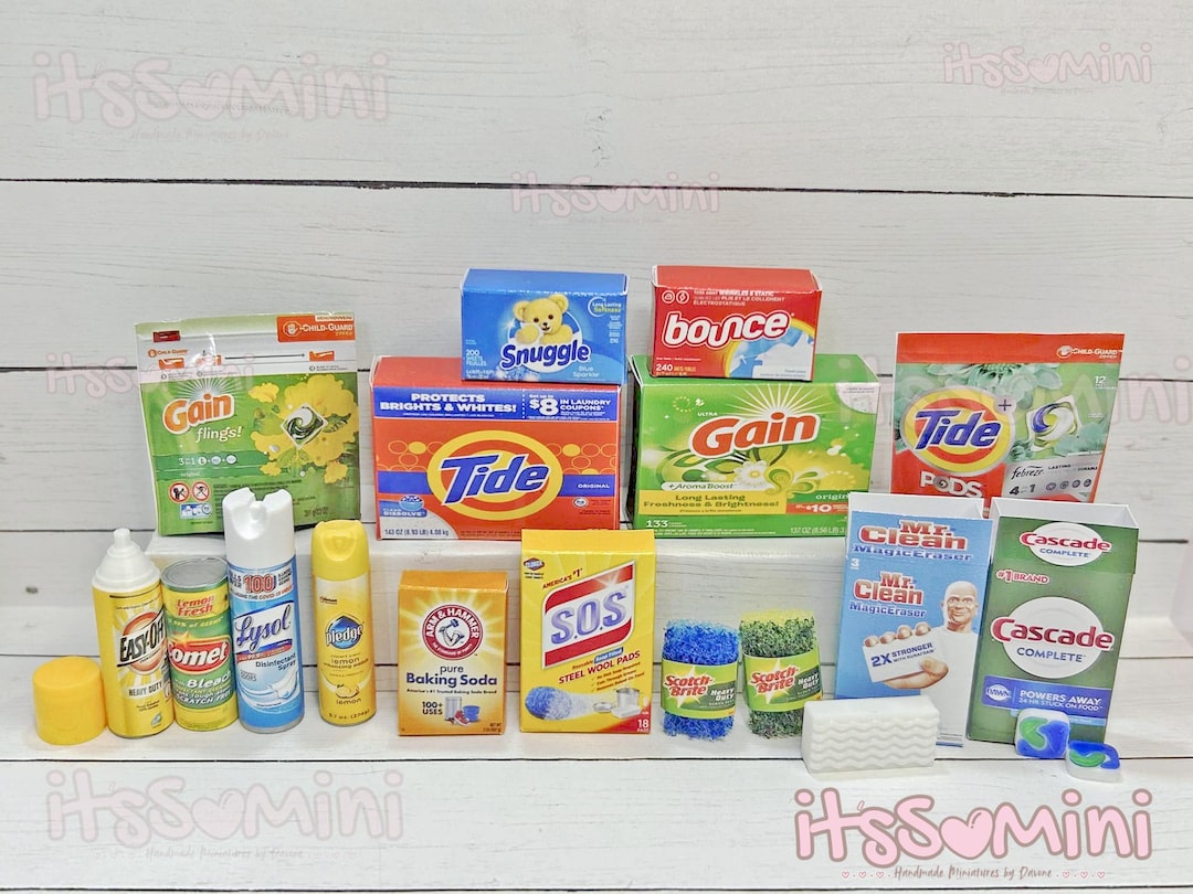 Miniature 1:6 Cleaning Supplies, Miniature Laundry Detergent, Playscale ...
