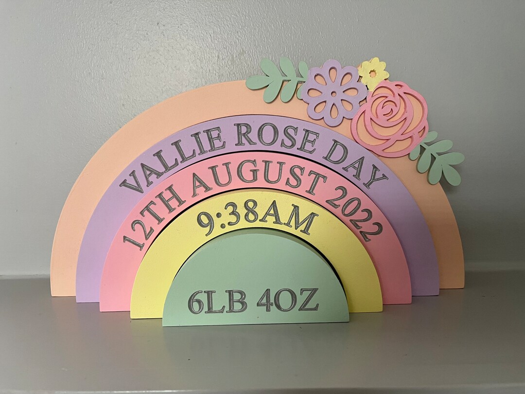 Engraved Stacking Floral Rainbow - Etsy